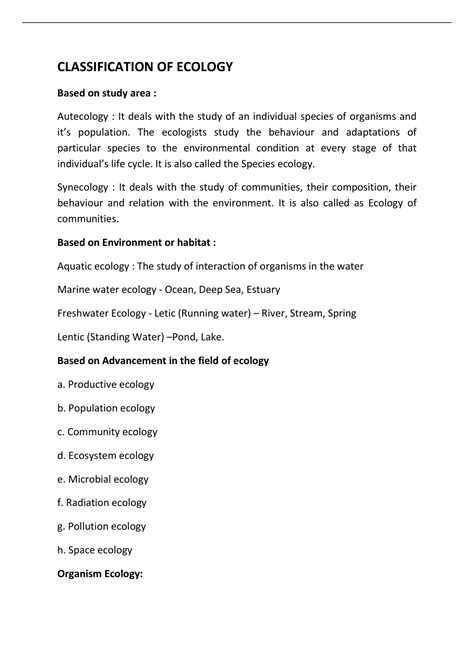 Classification Of Ecology Biology Stuvia Us