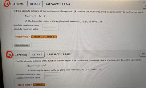 Find The Absolute Extrema Of The Function Over The