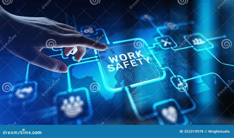 Work Safety Ensuring Health And Security In The Workplace Projection On A Virtual Screen