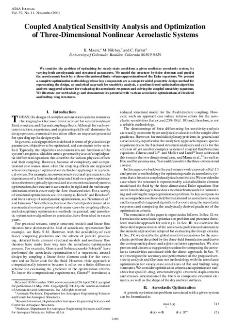 Pdf Coupled Analytical Sensitivity Analysis And Optimization Of Three Dimensional Nonlinear