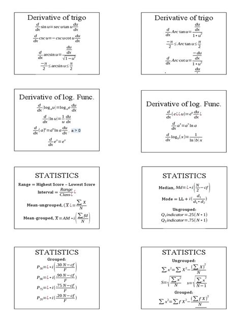 Derivative Of Trigo Derivative Of Trigo Sin U Sec Utan U Du 1 U −π 2 2 −du 1 U Pdf