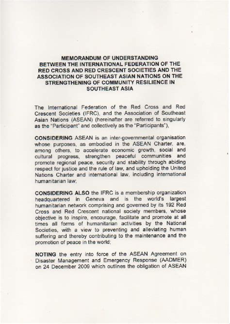 Ifrc And Asean Mou Resilience Library