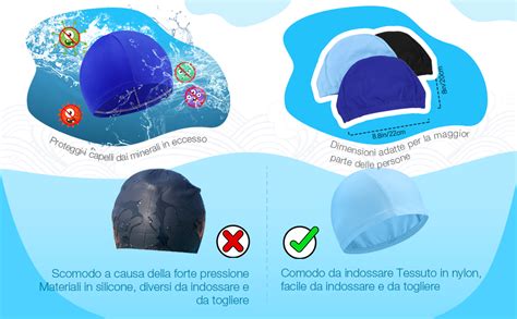 Syhood 3 Pezzi Cuffia Da Nuoto Tinta Unita Cappello Da Nuoto In Tessuto