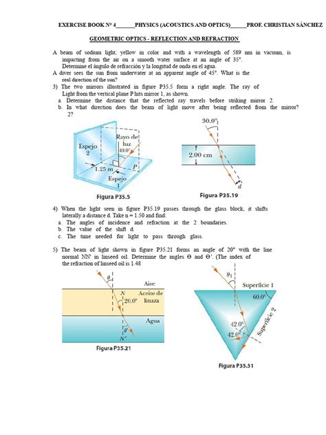 Exercise 4 Reflection And Refraction Pdf Pdf