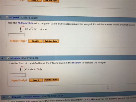 solved use the midpoint rule with the given value of n to