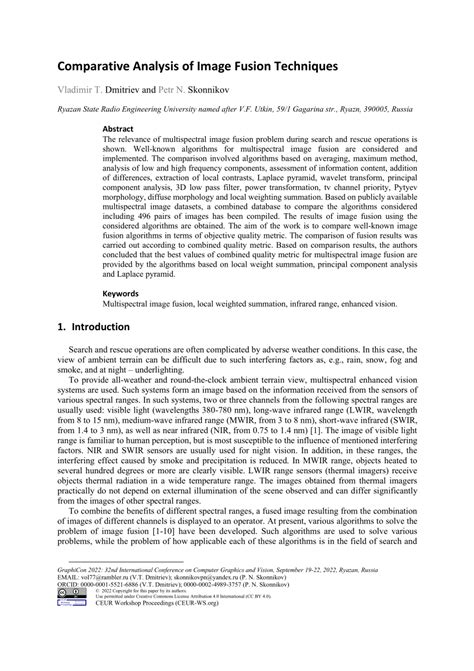 PDF Comparative Analysis Of Image Fusion Techniques