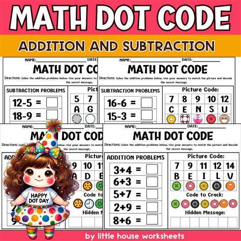 Math Dot Code Addition And Subtraction Dot Day Math Activities