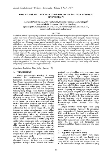 Pdf Sistem Aplikasi Ujian Praktikum Online Menggunakan Mini Pc Raspberry Pi Susmini Indriani