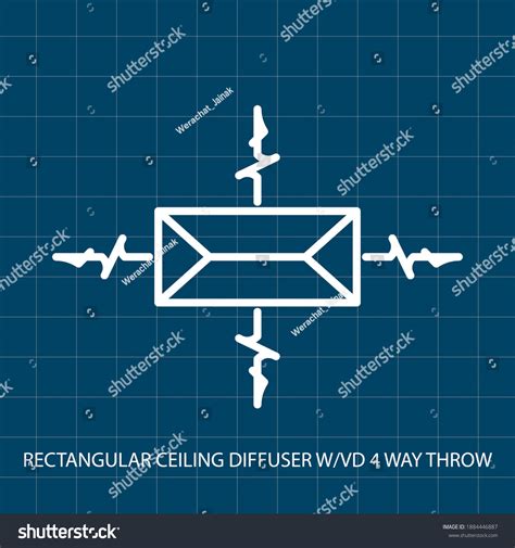 Symbol Rectangular Ceiling Diffuser 4 Way Stock Vector Royalty Free