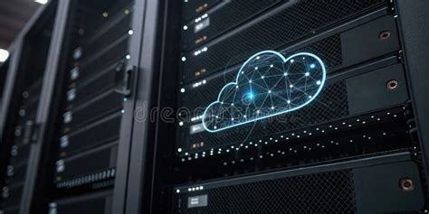 Cloud Technology Concept With Data Servers And Connection Network In Modern Server Room Stock