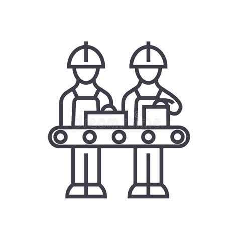 Assembly Conveyor Concept Vector Thin Line Icon Symbol Sign Illustration On Isolated
