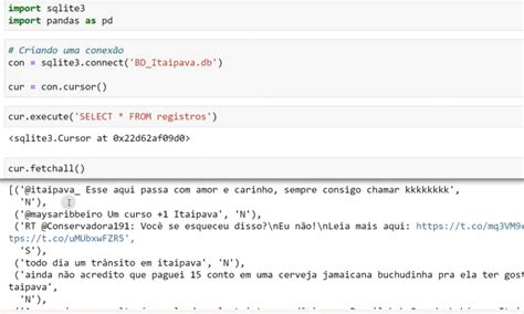 salvar tweets em banco de dados com a biblioteca sqlite3