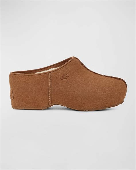 Ugg Cottage Suede Wool Slide Clogs Chestnut Editorialist