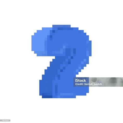 2 숫자 픽셀 아트 만화 글꼴 8 비트 두 숫자 어린이 알파벳 픽셀화 벡터 일러스트레이션 0명에 대한 스톡 벡터 아트 및 기타