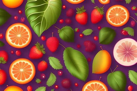 Фон с фруктами и ягодами на нем Бесплатно Фото