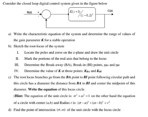 Solved Consider The Closed Loop Digital Control System Given