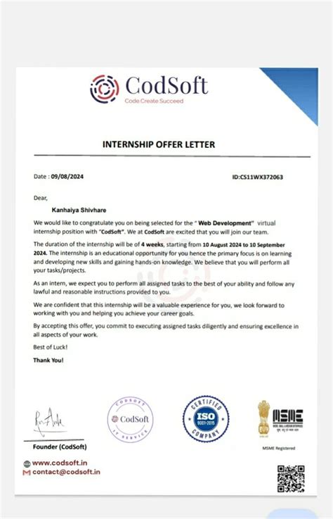 Kanhiaya Shivhare On Linkedin Thanks For Codsoft In This Opportunities