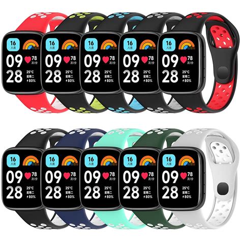 For Redmi Watch 3 Lite Watch 3 Active Two Color Silicone Watch Band Black Red Alexnld Com