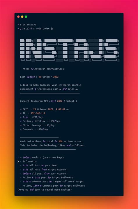 Github Hanzvibesinstajs A Simple Nodejs Based Tool To Help Increase Engagement On Instagram