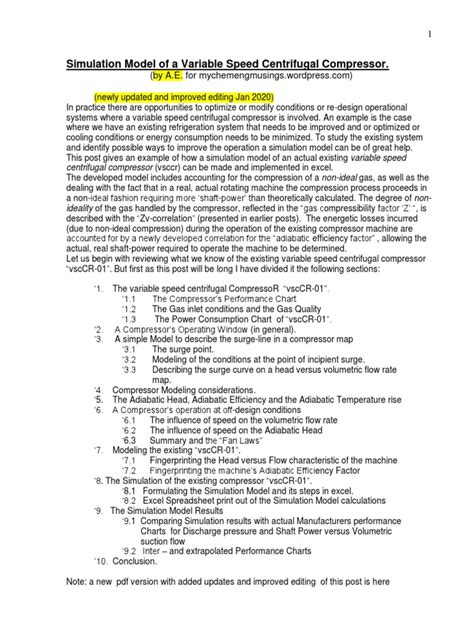 Simulation Model Of A Variable Speed Centrifugal Compressor For Pdf1 A