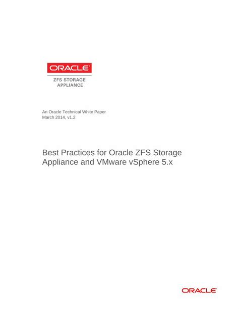 Pdf Best Practices For Oracle Zfs Storage Appliance And Vmware