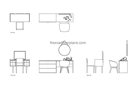 Dressing Chairs With Table Free Cad Drawings