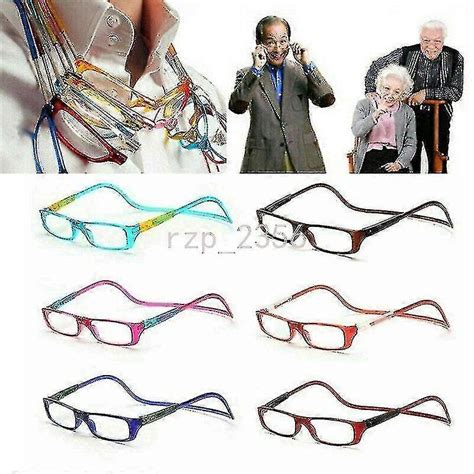 Folding Magnetic Reading Glasses Snap Click Front Neck Hanging