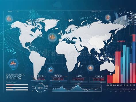 Financial Data Analytics Graph Business Forecast Graphs On World Map