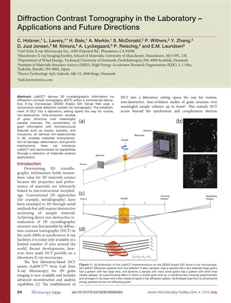 PDF Diffraction Contrast Tomography In The Laboratory Applications And Future Directions
