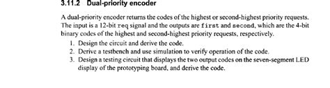 Solved 3112 Dual Priority Encoder A Dual Priority Encoder