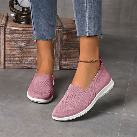 Willtoo Tennis Shoes Womens Womens Slip On Flat Shoes Comfortable Knit
