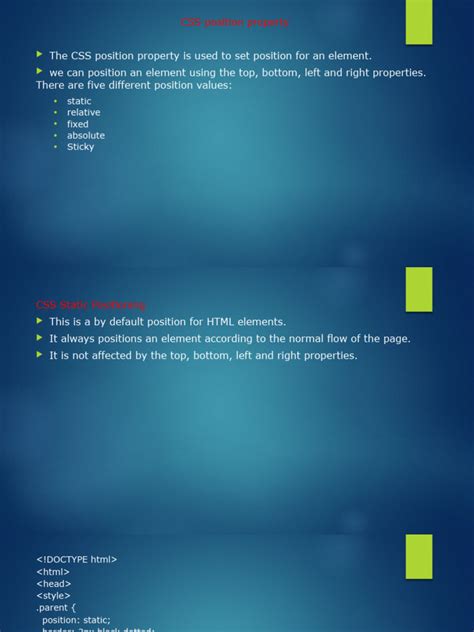Css Layout The Position Property Pdf Page Layout Computer File