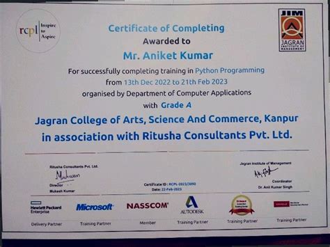 aniket kumar on linkedin python programming certification bca mca