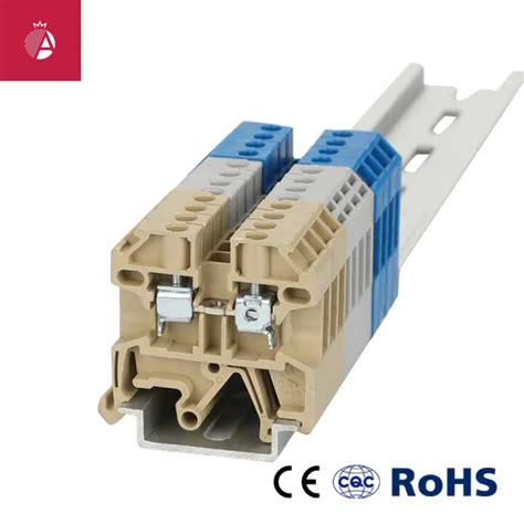 Sak Series Din Rail Feed Through Screw Cage Clamp Terminal Block China Terinal Block And Block