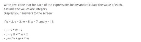 [solved] write java code that for each of the expressions
