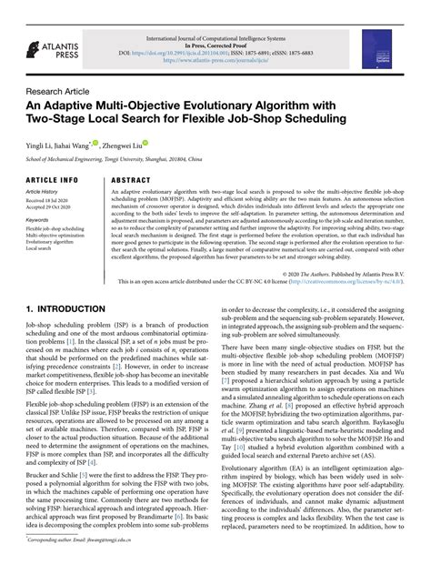 pdf an adaptive multi objective evolutionary algorithm with two stage
