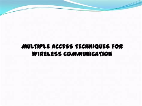 Multiple Access Techniques For Wireless Communication Pdf Computer Networking Computing
