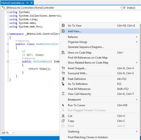 Menu Link In Layout Sample In MVC Day 8