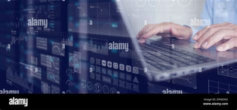 Data Science Business Analysis And Big Data Strategy Businessman Analyzes Financial Graph On