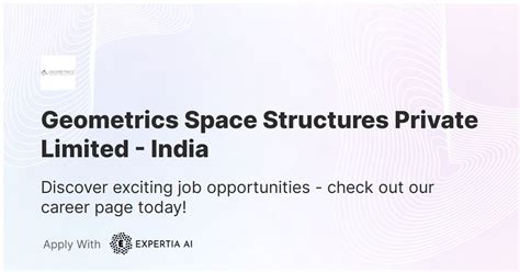 Geometrics Space Structures Private Limited India Career Page Jobs