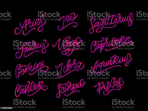 조디악 문자 벡터 기호 만화 점성술 텍스트 일러스트레이션 별자리 필기 아이콘 세트입니다 0명에 대한 스톡 벡터 아트 및 기타 이미지 Istock