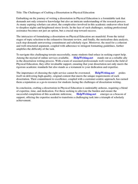Dissertation Examples Physical Education Pdf Physical Education