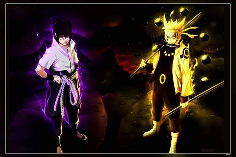 Naruto Uzumaki Sasuke Uchiha Uzumaki Sasuke Uchiha Paper Print