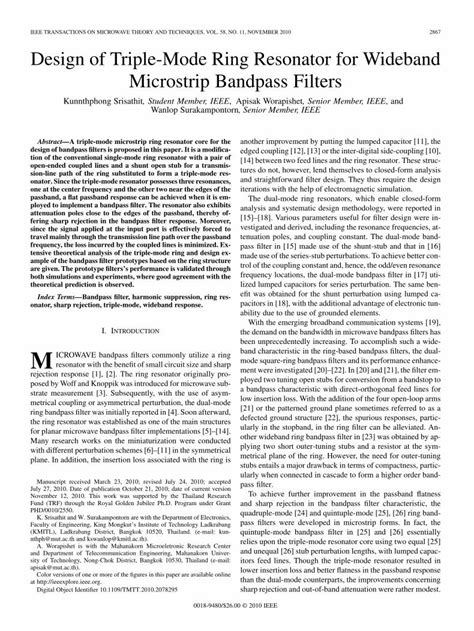 Pdf Design Of Triple Mode Ring Resonator For Wideband Microstrip