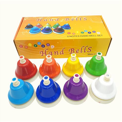 Hand Bells Set Colorful 8 Note Diatonic Metal Bells Percussion Music