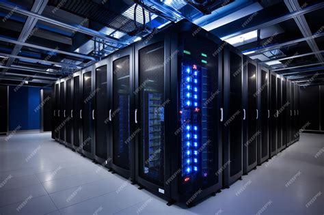 Dark Server Room Data Center Storage Server Room Interior In Datacenter
