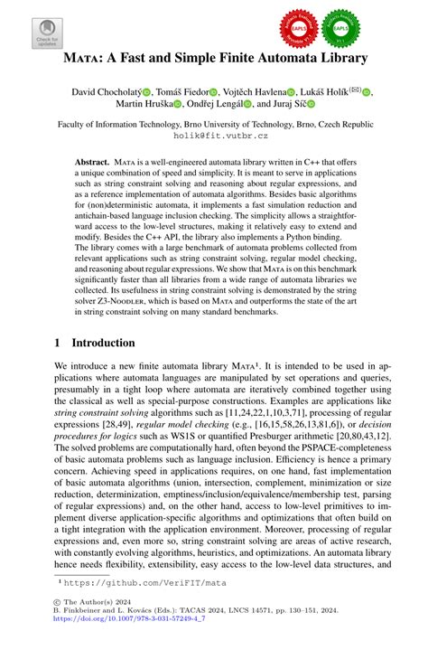 Pdf Mata A Fast And Simple Finite Automata Library