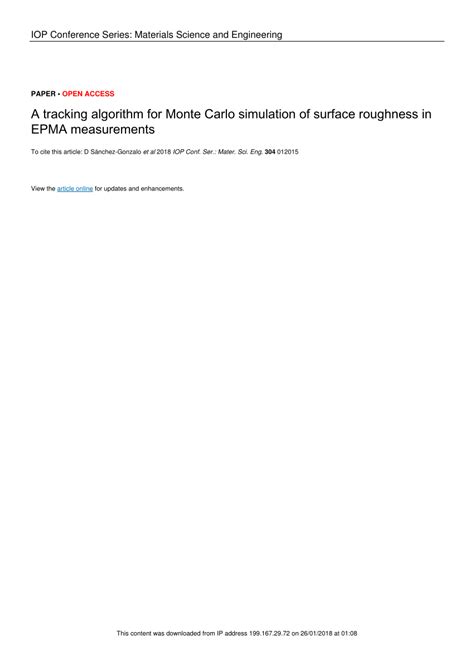 Pdf A Tracking Algorithm For Monte Carlo Simulation Of Surface Roughness In Epma Measurements