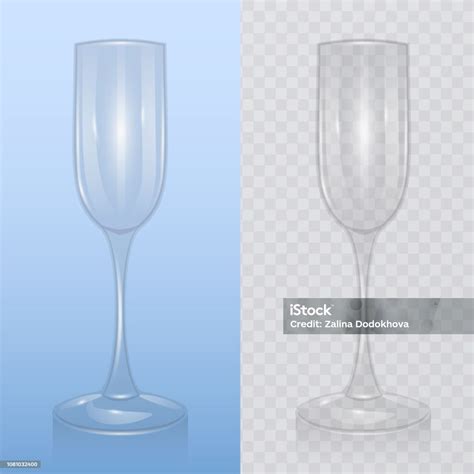 빈 샴페인 유리 투명 배경에서 모의 알콜 중독에 대 한 유리의 템플릿 음료 샴페인 플루트 현실적인 벡터 일러스트 레이 션 0명에 대한 스톡 벡터 아트 및 기타 이미지