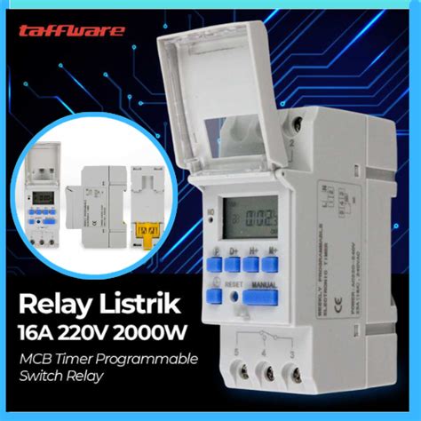 Cod Taffware Mcb Timer Programmable Switch Relay 16a 220v 2000w Thc15a Relay Listrik Untuk